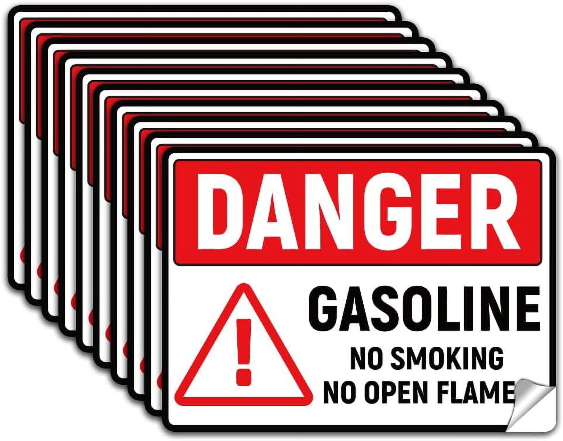 10Pcs Danger Gasoline No Smoking No Open Flames Sign Sticker PVC ...