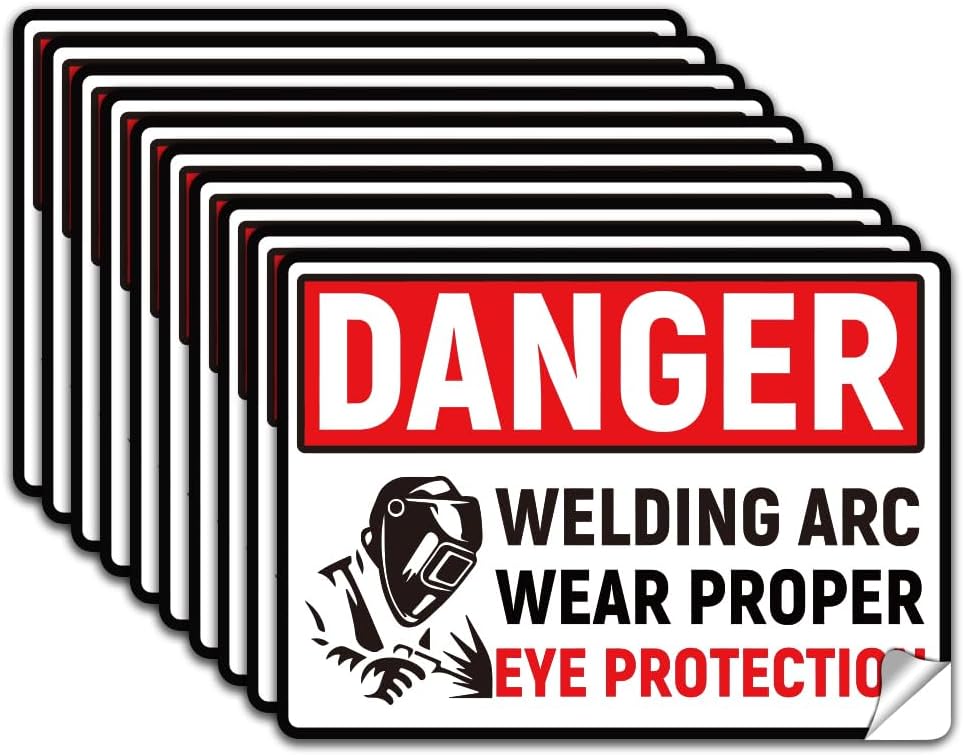 10Pcs Danger Welding ARC WEAR Proper Eye Protection Sign Sticker PVC ...