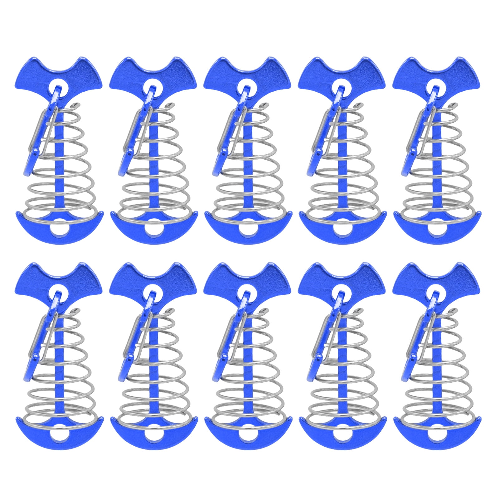 10Pcs Deck Anchors Peg Windproof Fish Bone Tent Stakes with Spring ...