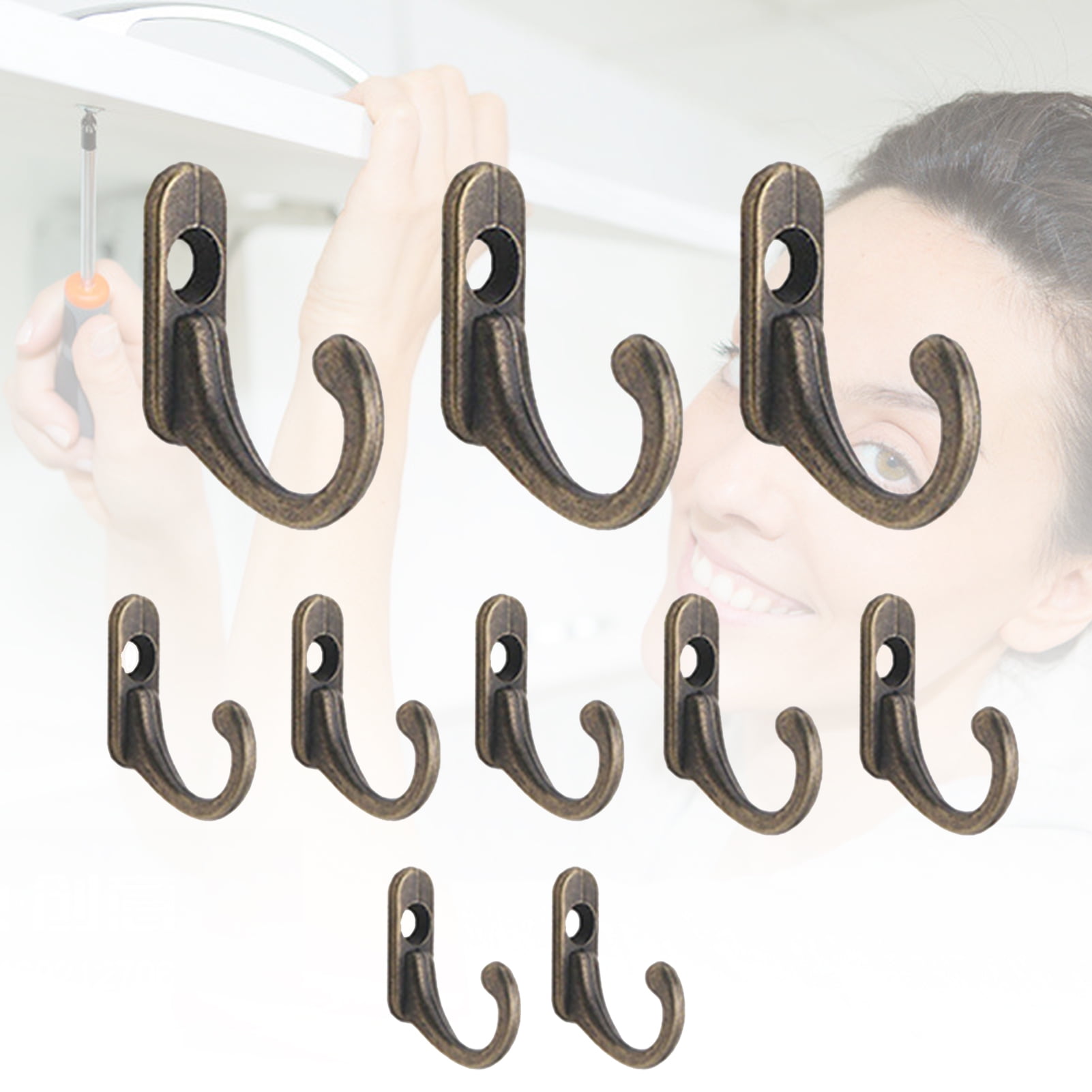 10Pcs Decorative Wall Mounted Basic Wrought Iron Hooks For Kitchen And Bathroom, Rustic Hook ...