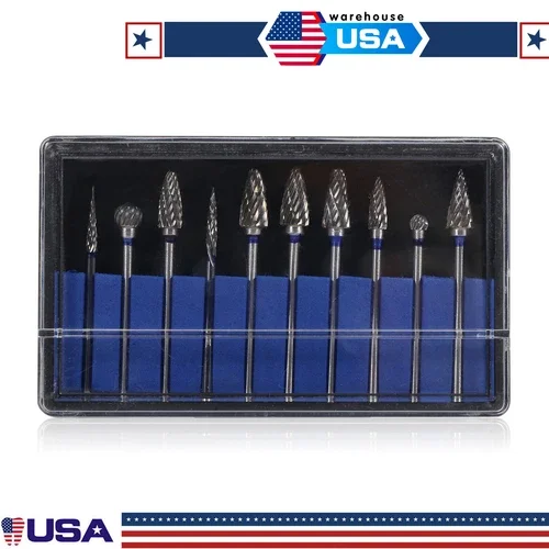 10Pcs Dental Lab Polishing Bur Drills Tungsten Steel Carbide Burs 2 ...