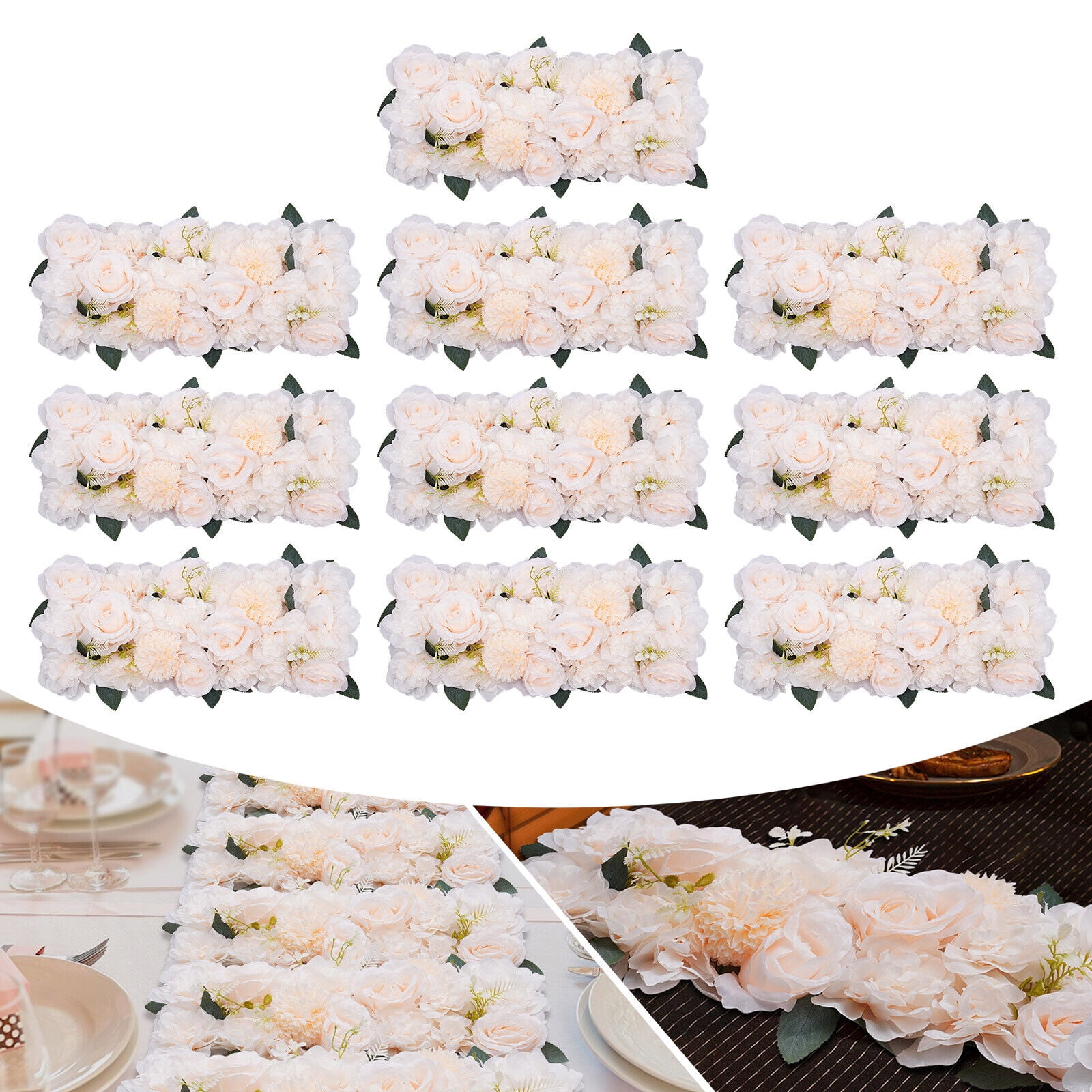 10Pcs Dining Table Flower Centerpiece Champagne Silk Rose Flower ...