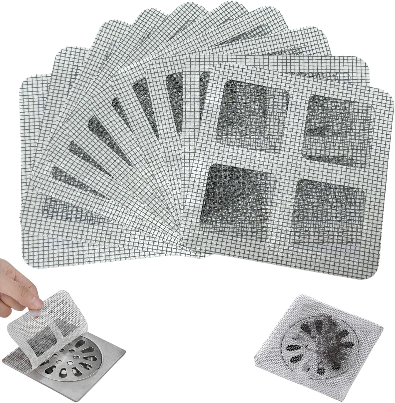 10Pcs Disposable Hair Drain Stickers, 4" X 4" Disposable Shower Floor ...