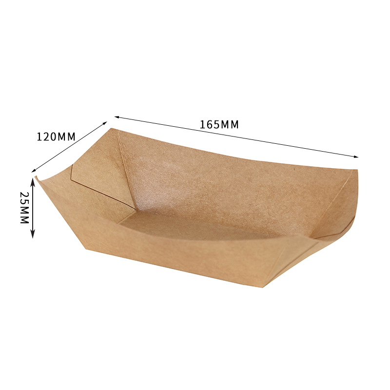 10Pcs Disposable Kraft Paper Boats Plates Tray Sushi Boat Box Coated ...
