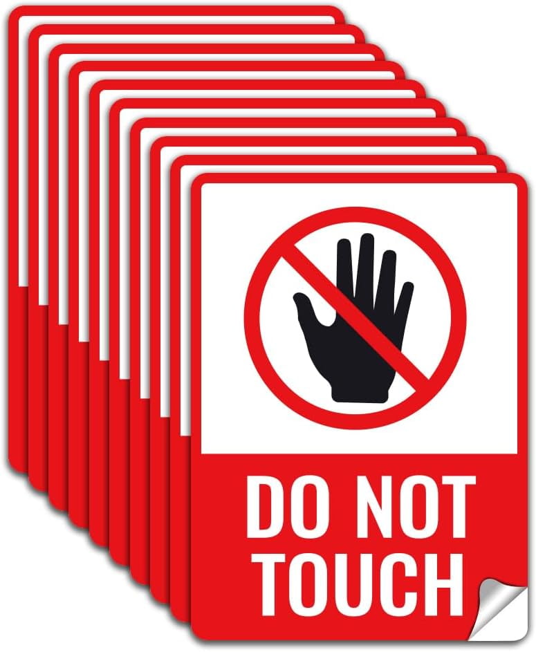 10Pcs Do Not Touch Sign Sticker PVC Waterproof Do Not Use Hand Warning ...
