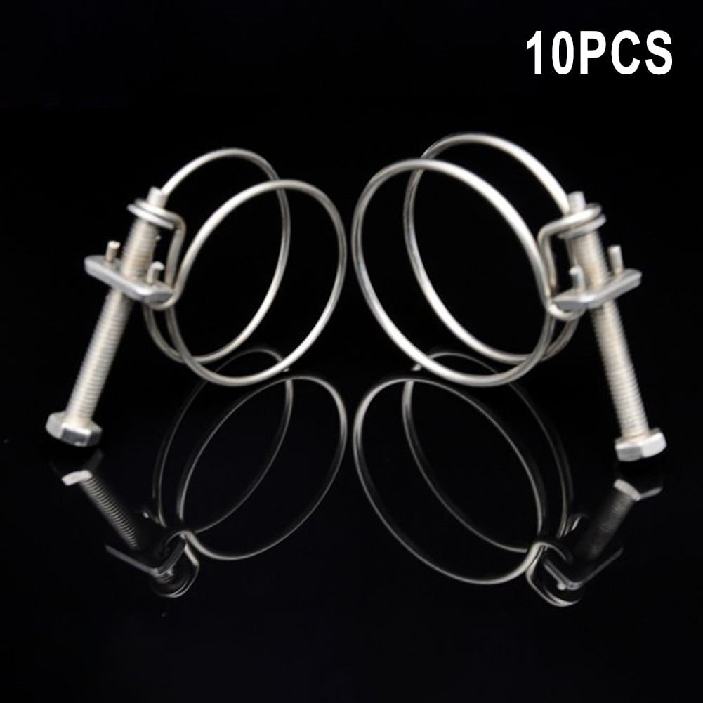 10Pcs Double Wire Hose Clips - Stainless Steel, Pond Pipe Koi Fish ...