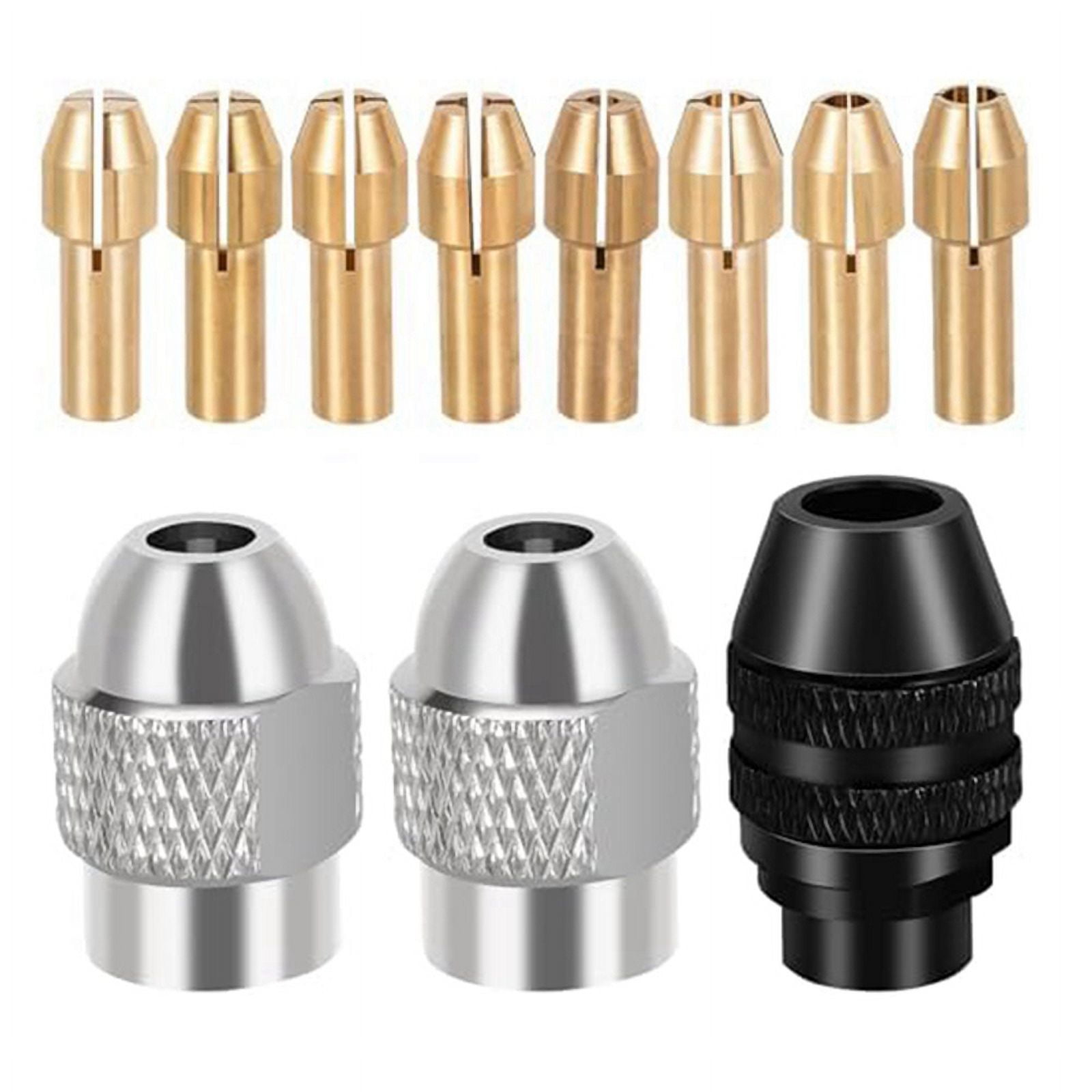10Pcs Drill Chuck Collet Set,1/32 Inch to 1/8 Brass Quick Rotating Nut ...