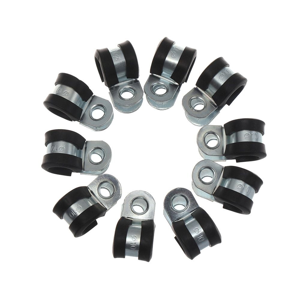 10Pcs Durable Rubber Lined P Clips Wiring Hose Clamp Pipe Cable ...