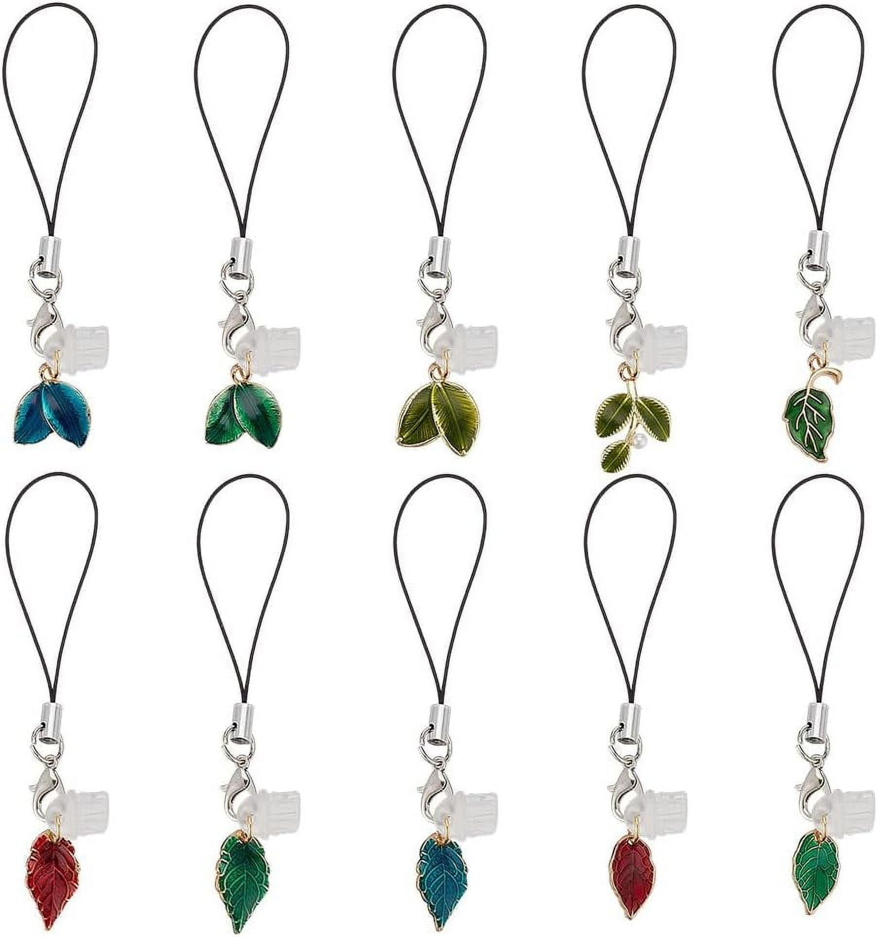 10Pcs Dust Plug Charm Type-C USB Port Dust Plugs with Alloy Enamel Leaf ...