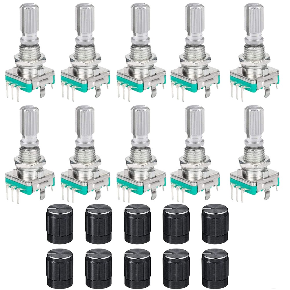 10Pcs EC11 rotary encoder,360-Degree Rotary Encoder Code Switch 5 Pin ...