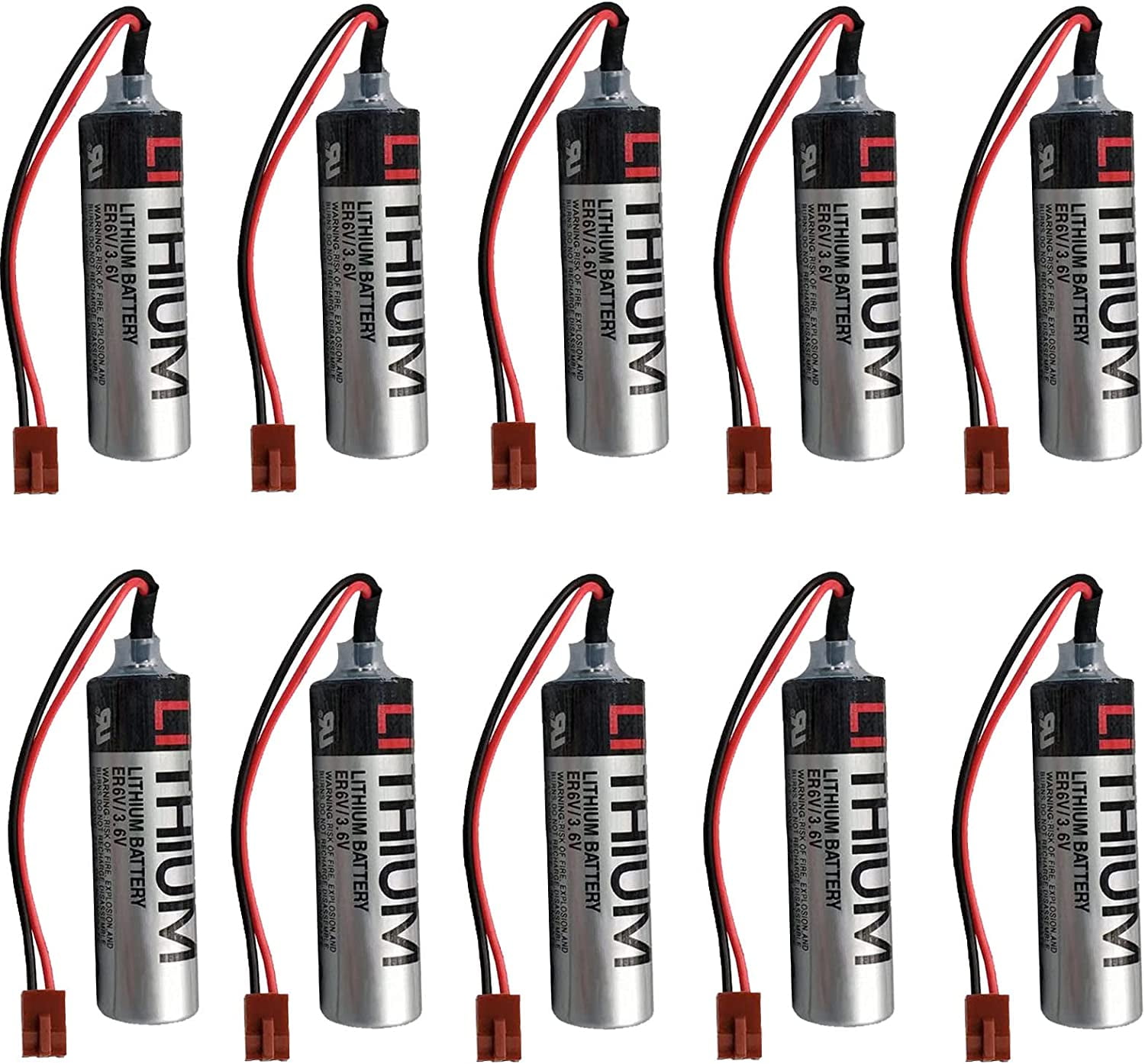 10Pcs ER6VCT Battery ER6V/3.6V 2000mAh PLC Battery with Small Brown ...