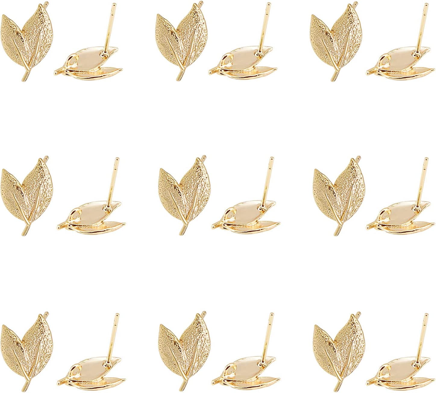 10Pcs Earstud Post Leaf Pad Pin Studs Loop Studs Earrings Accessories ...