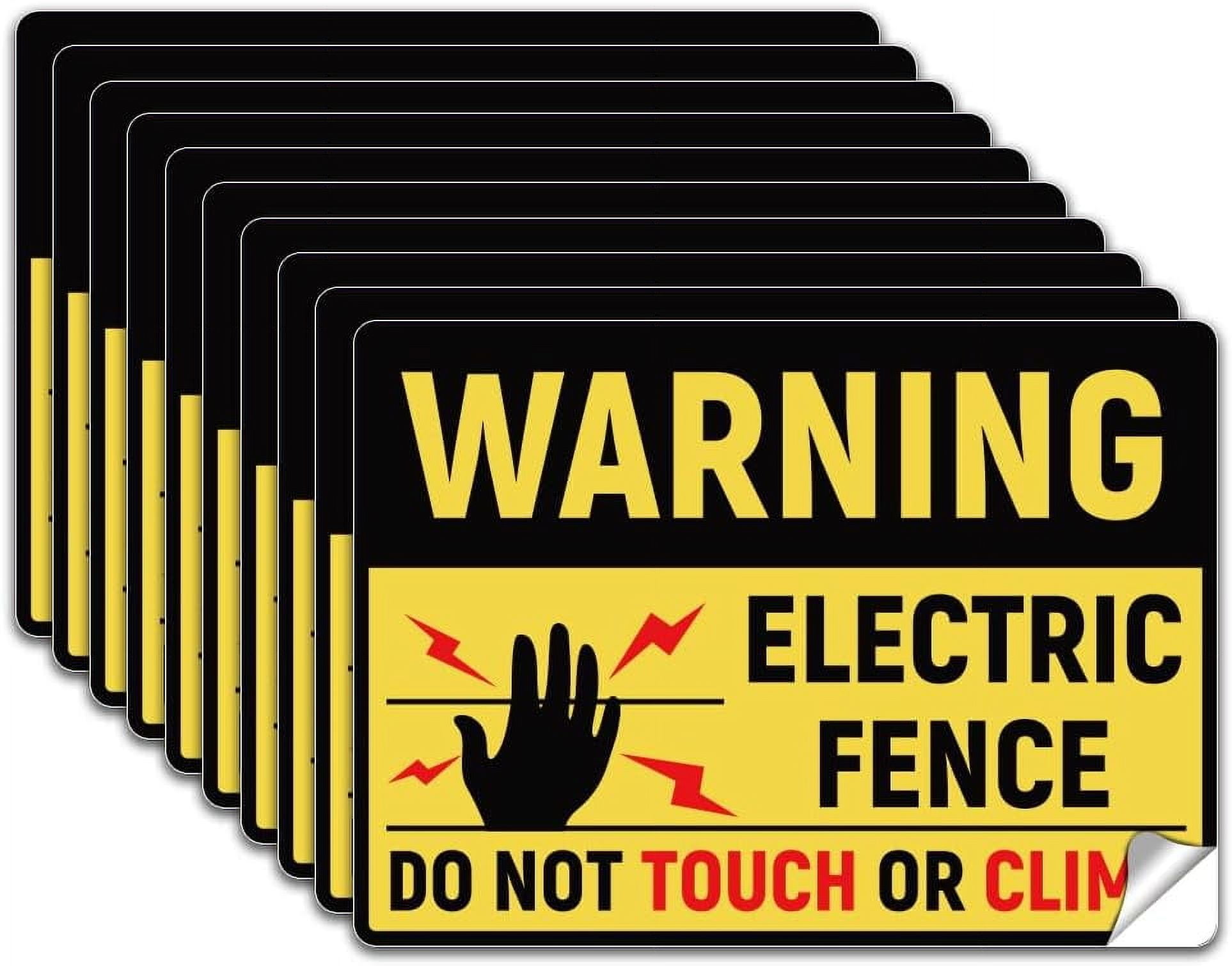 10Pcs Electric Fence Warning Sign Sticker PVC Waterproof Caution ...