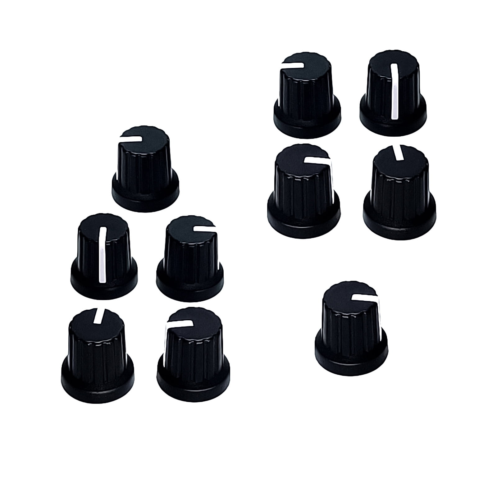 10Pcs Electronic Control Potentiometer Knob 6mm Knurled Shaft Hole Volumes Control Knob Plastic ...