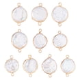 10Pcs Electroplated Natural Keshi Pearl Flat Round Connector Charms ...