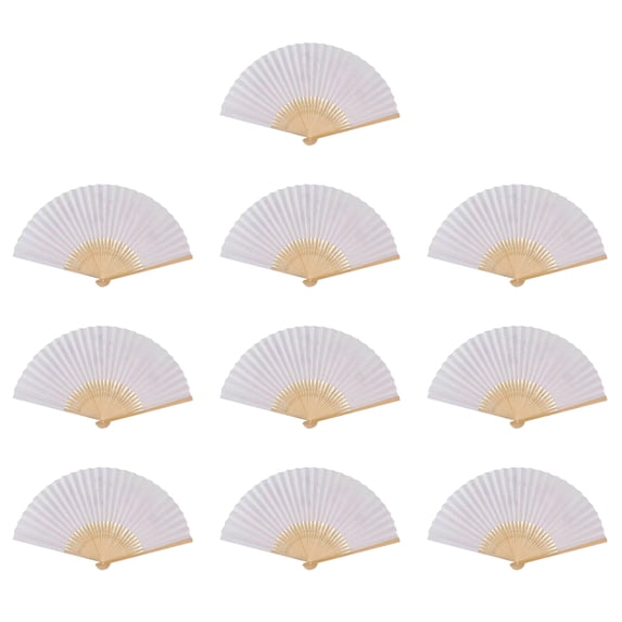 10Pcs Elegant Chinese Paper Fan for Craft Projects White Paper Folding ...