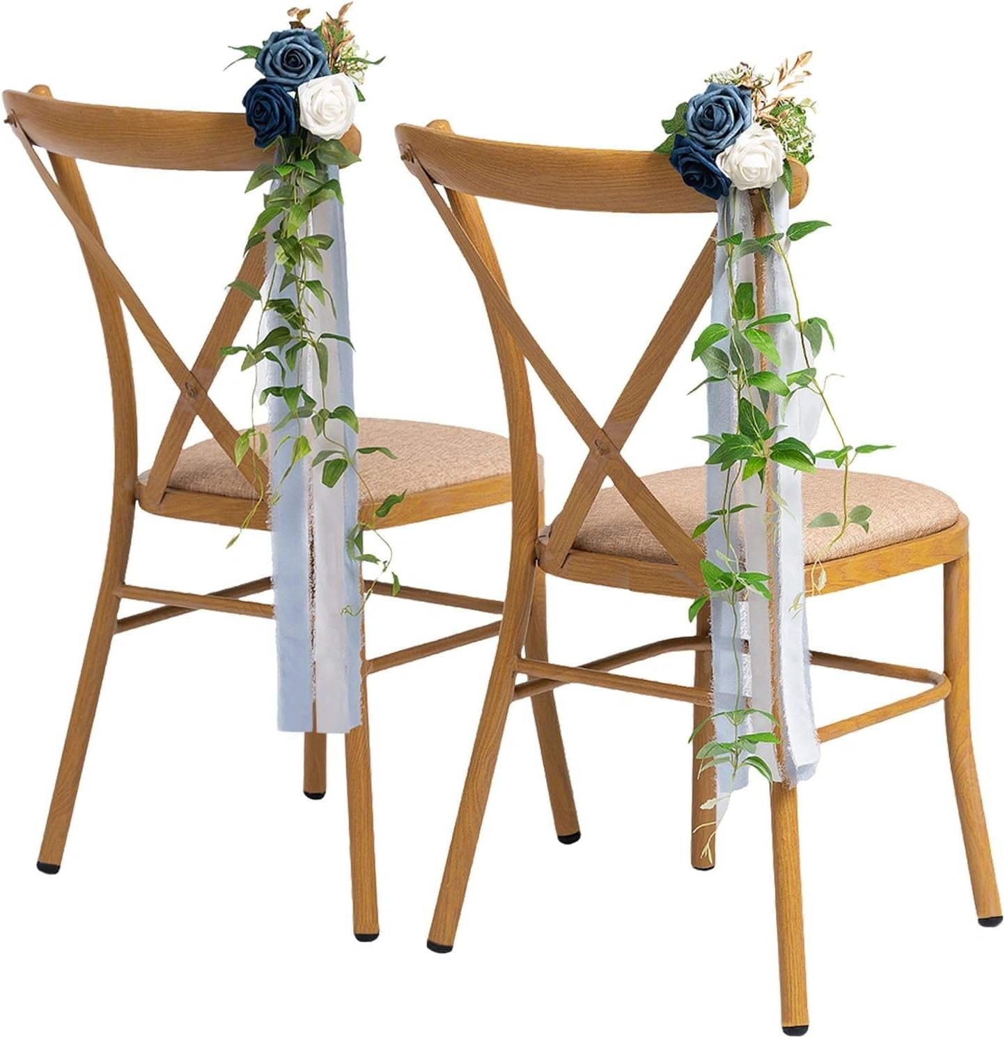 10Pcs Elegnat Wedding Chair Back Decorations Aisle Artificial Blue ...