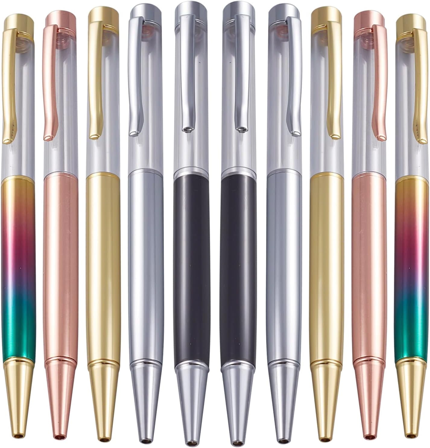 10Pcs Empty Tube Pens Floating DIY Pens Creative Empty Pen Gold Cap for ...