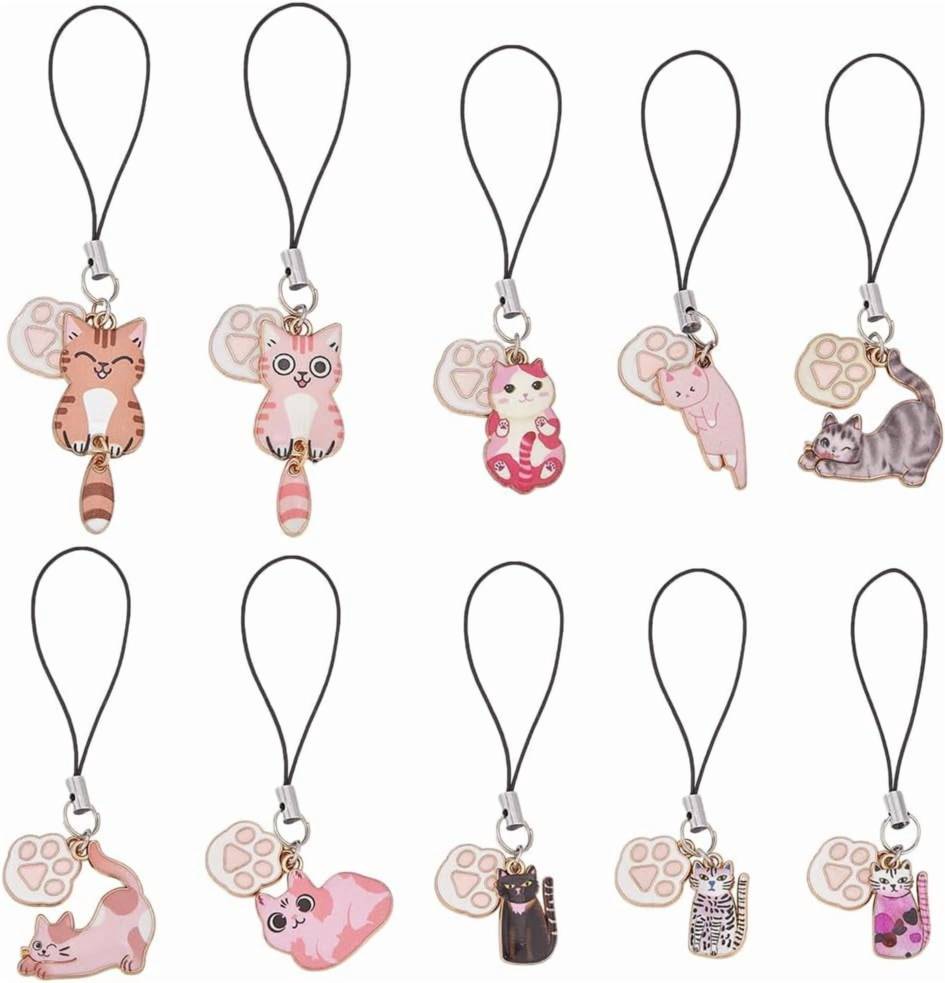10Pcs Enamel Cat Charms 10 Style Alloy Cute Kitten Pendants Animal Pet ...