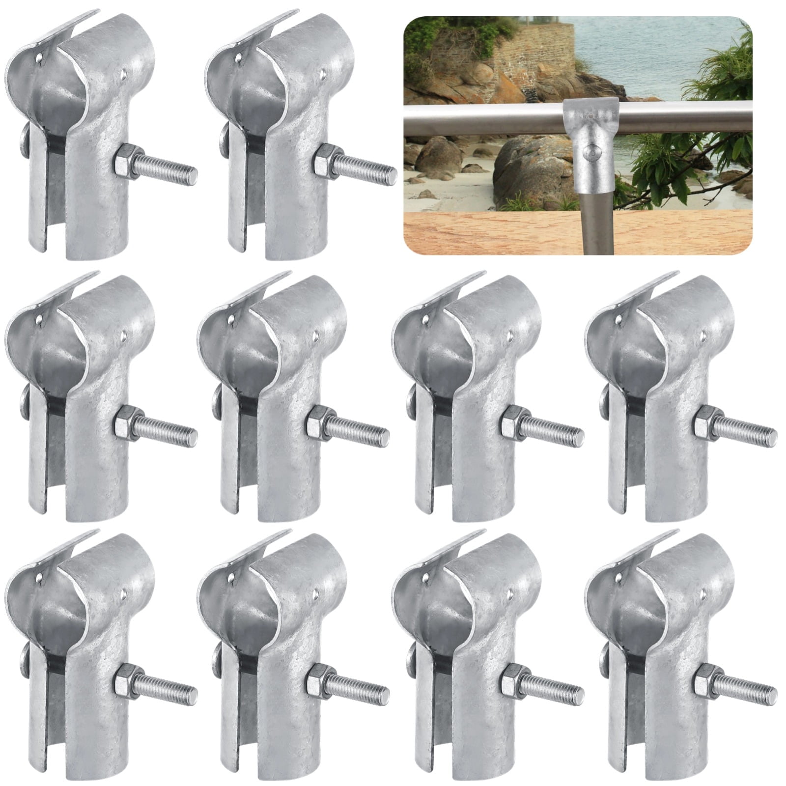 10Pcs End Rail Clamps, Fits 1-3/8" OD Pipes, Chain Link Fence Parts, T ...