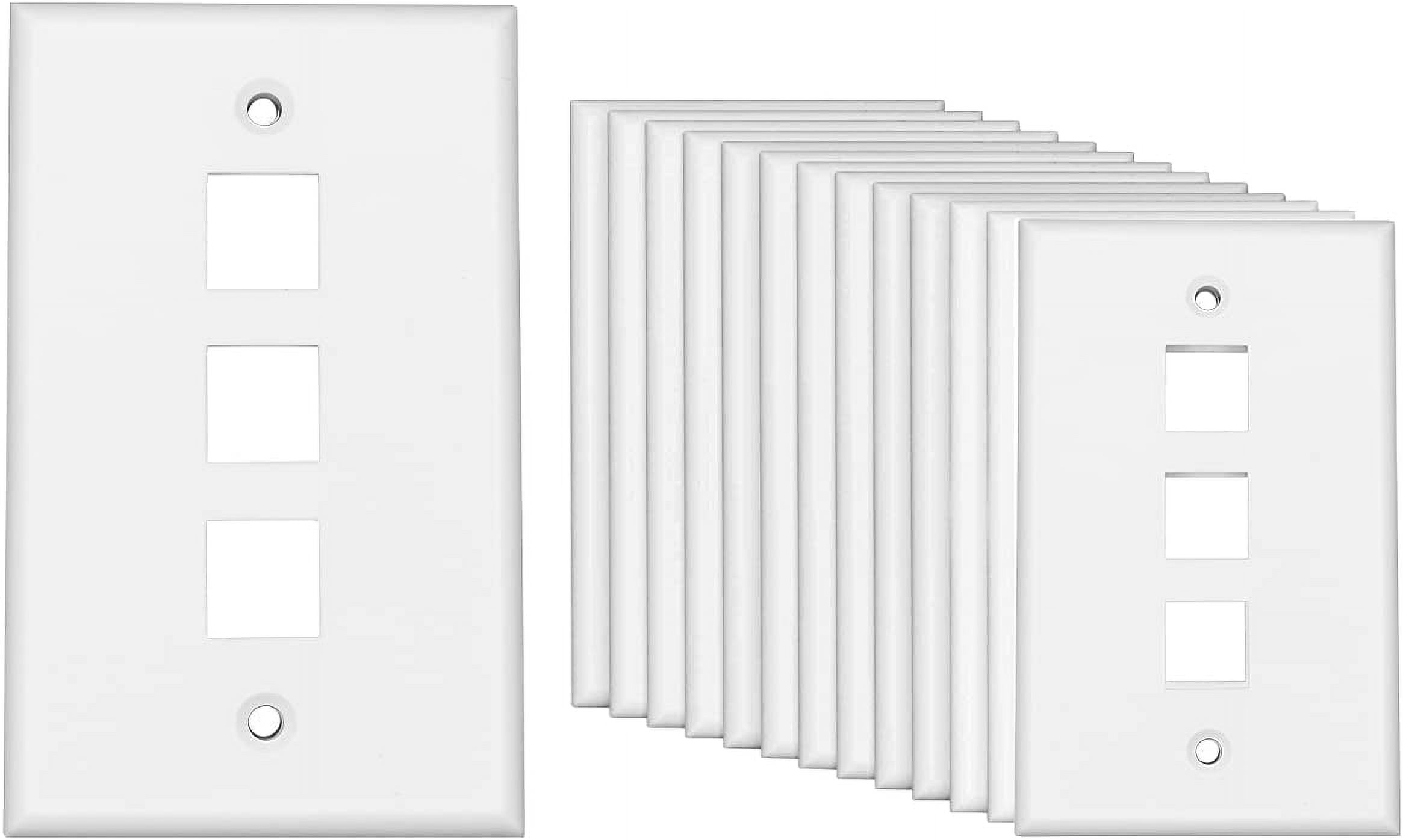 10Pcs Ethernet Wall Plate RJ 45 Face Plate 4-Port Cat6/Cat5E Keystone ...