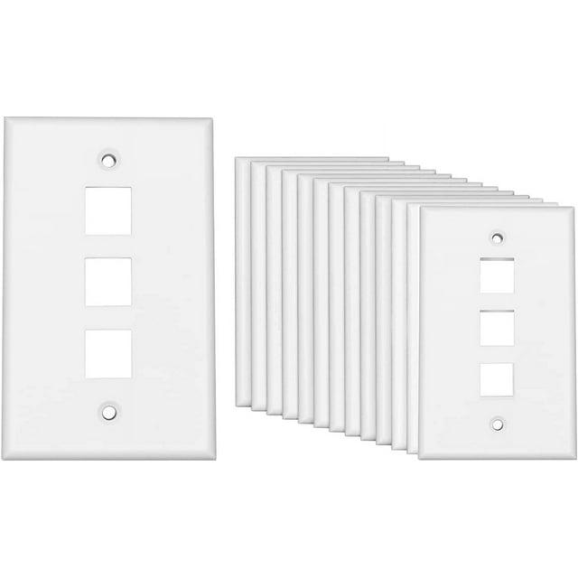 10Pcs Ethernet Wall Plate RJ 45 Face Plate 4-Port Cat6/Cat5E Keystone ...