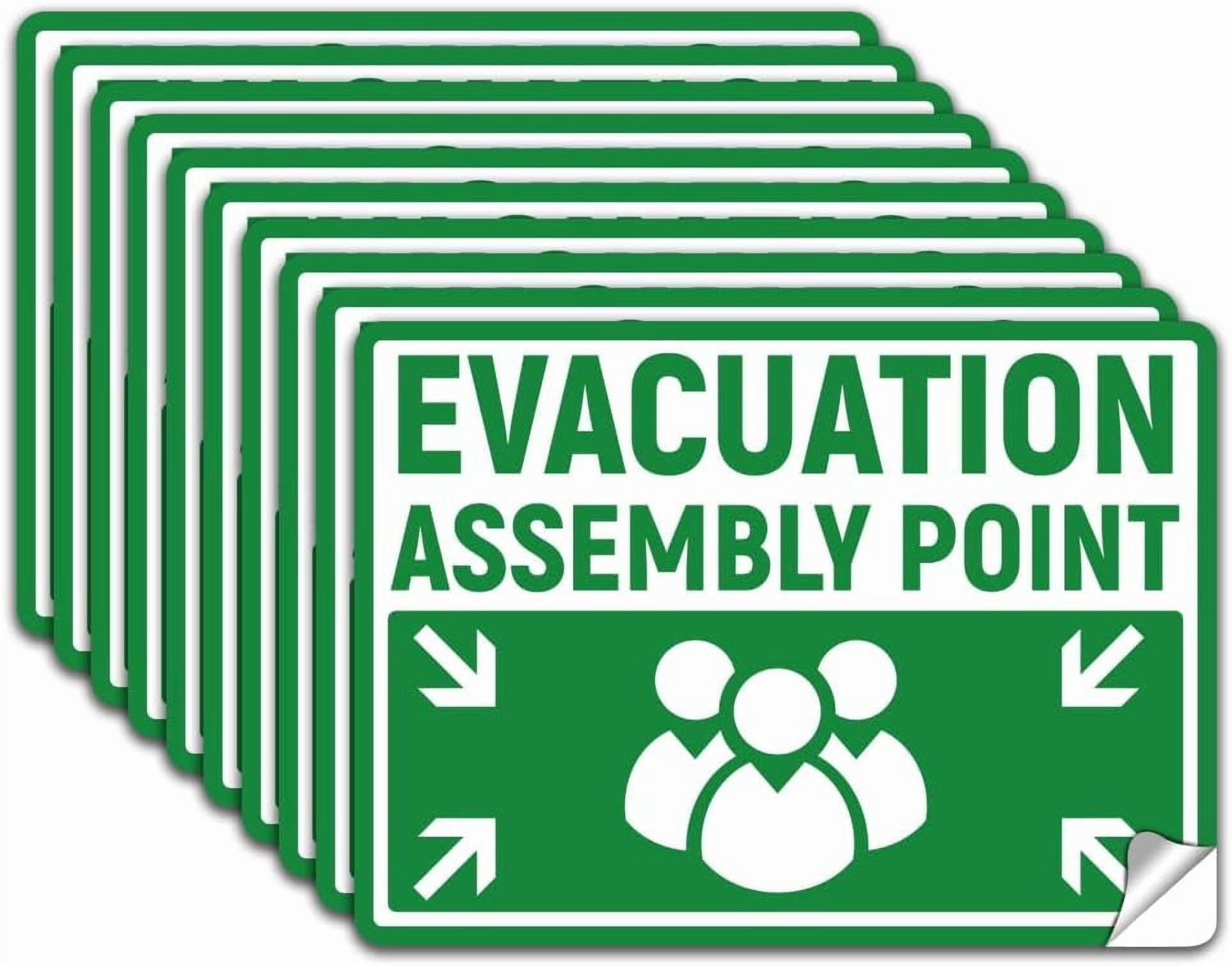 10Pcs Evacuation Assembly Point Sign Sticker PVC Waterproof Emergency ...
