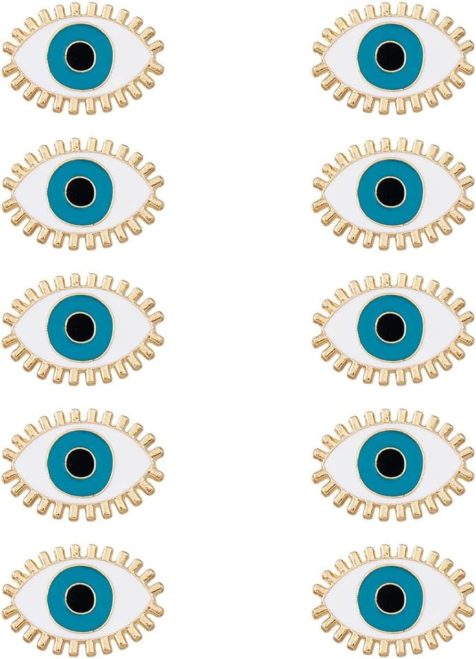 10Pcs Evil Eye Enamel Pins Light Gold Alloy Brooch for Backpack ...