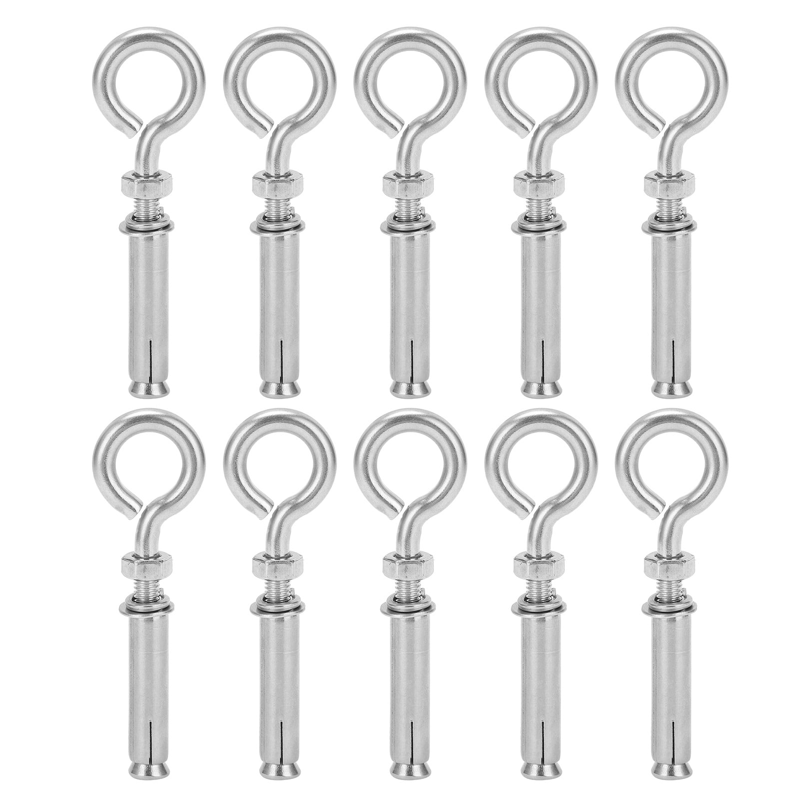 10Pcs Expansion Screws with Closed Hook 304 Stainless Steel Silver ...