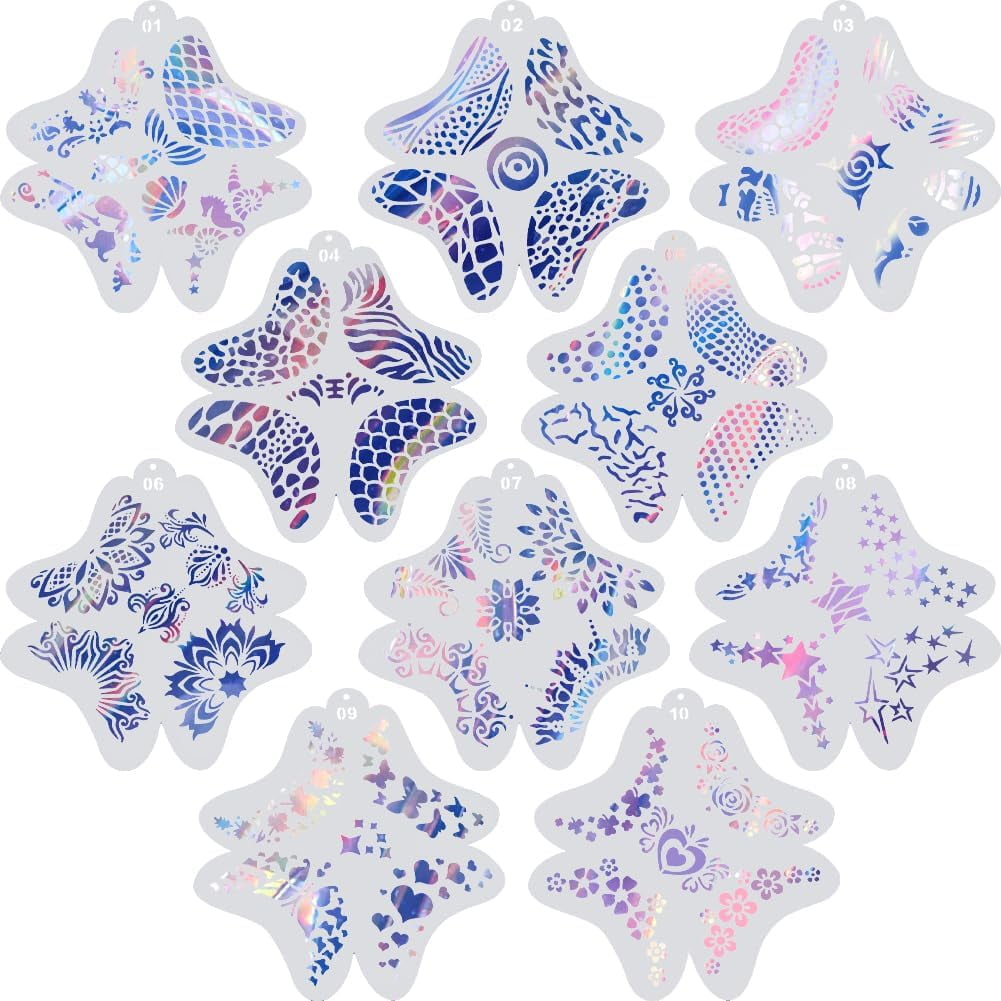 10Pcs Face Paint Stencils Plastic Body Facial Eyes Clover Plant Leaves ...