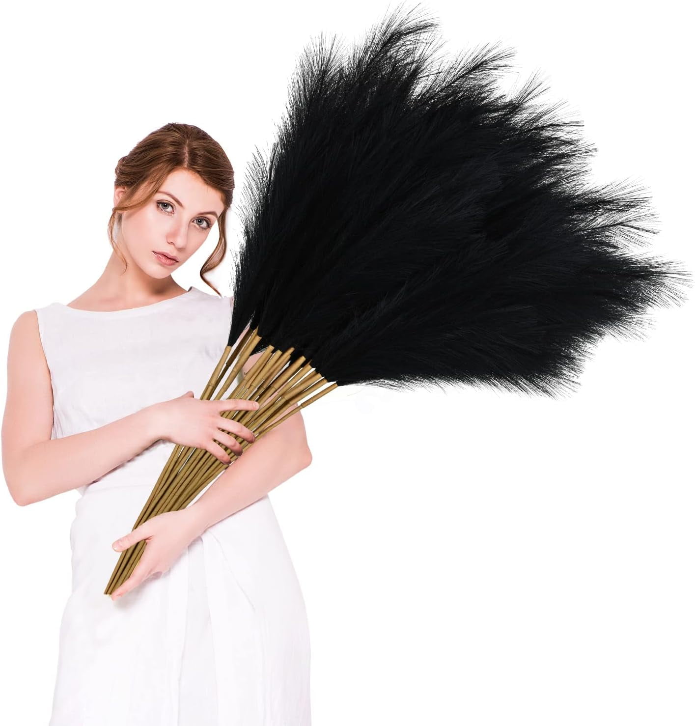 10Pcs Faux Pampas Grass, 38''/3.1FT Tall Fluffy Fake Pompas Floral ...