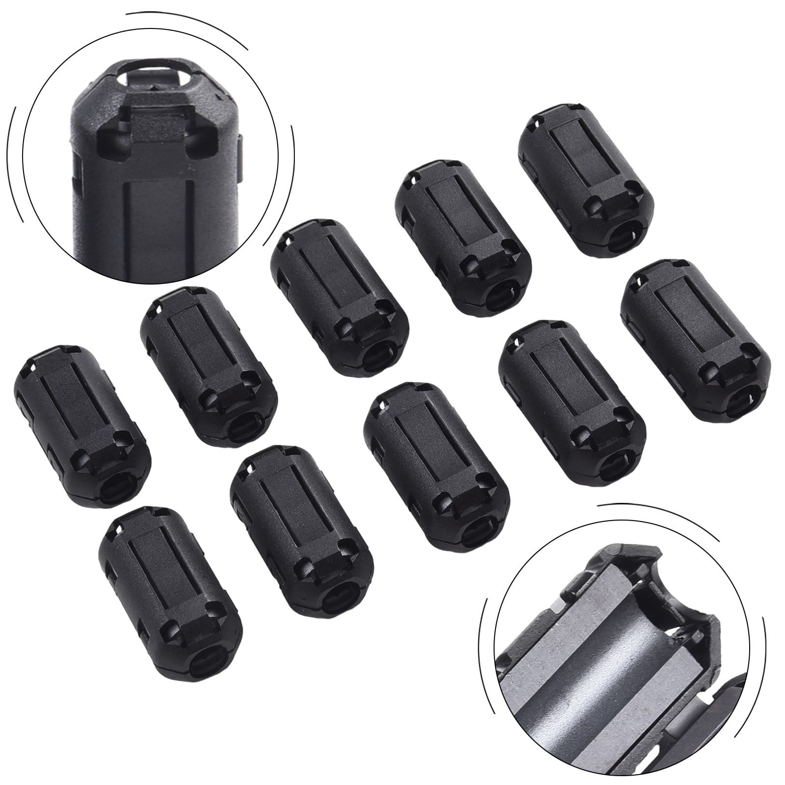10Pcs Ferrite Core Choke Clip Noise Suppressor Filter Ring Cable Clip ...