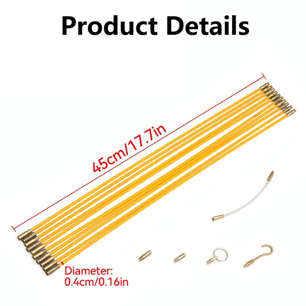 10Pcs Fiberglass Wire Cable Push Puller Running Rods Fish Pulling Kit ...