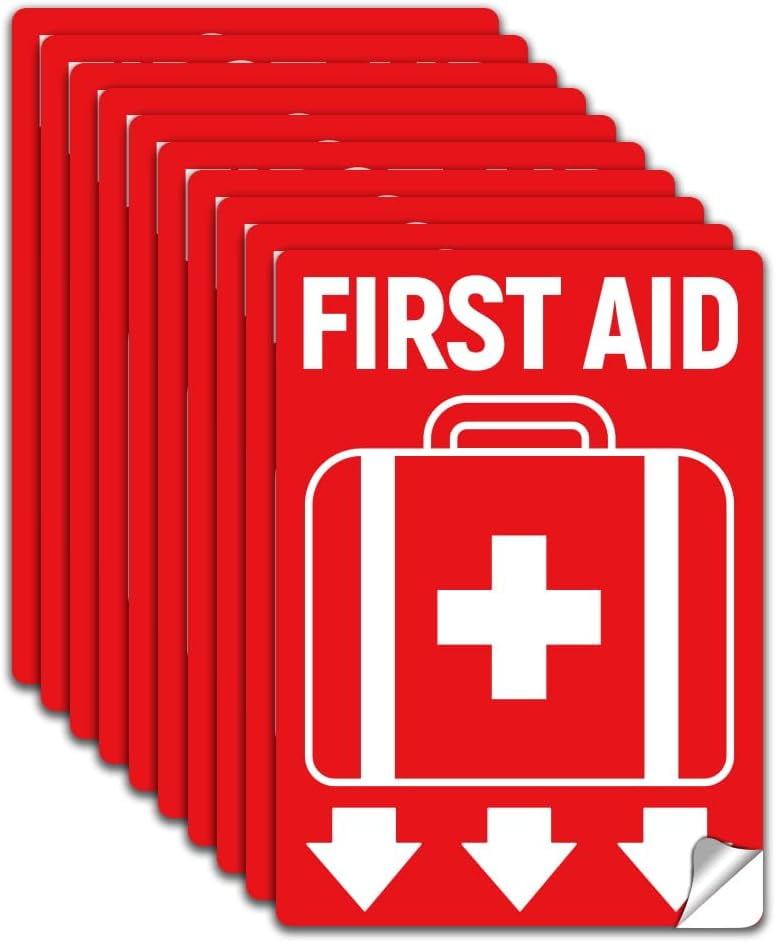 10Pcs First Sign Sticker PVC Waterproof First Kit Sign Stickers Decal ...