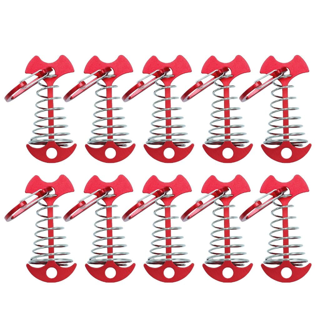 10Pcs Fishbone Deck Anchors Peg with Spring Buckles Outdoor Camping ...