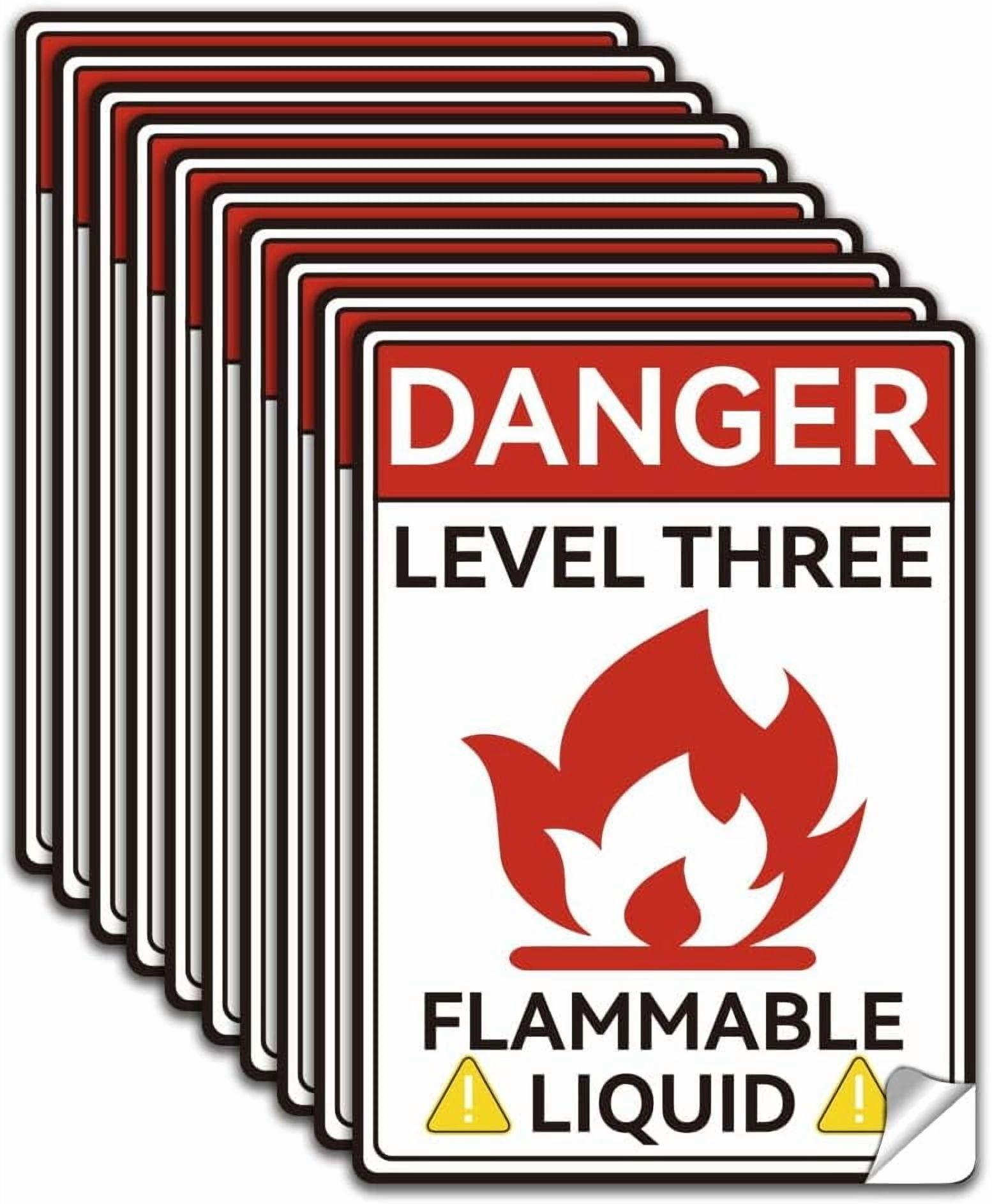 10Pcs Flammable Liquid Warning Sign Sticker Caution Flammable Liquid ...