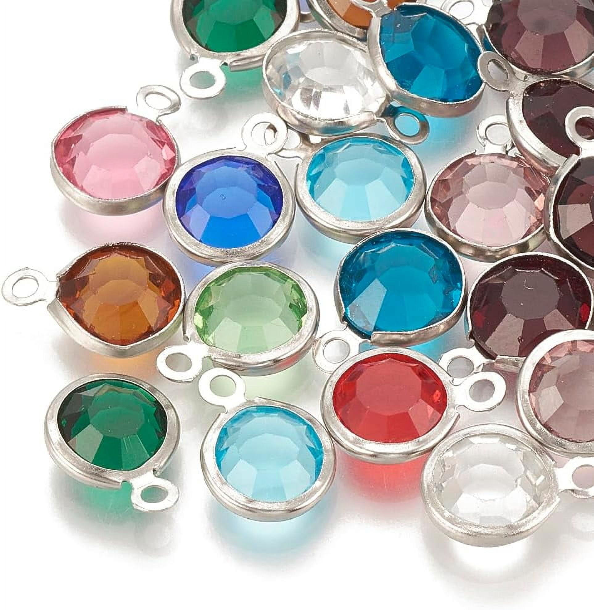 10Pcs Flat Round Pendant Ornament Glass Charms with 304 Stainless Steel ...