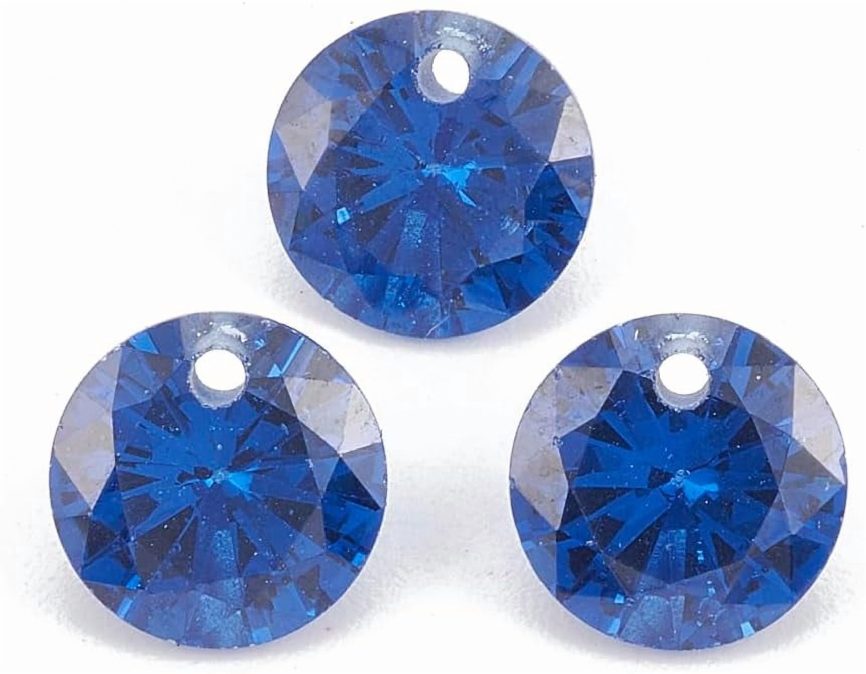 10Pcs Flat Round Pendants Cubic Zirconia Charms Faceted Blue for Women ...