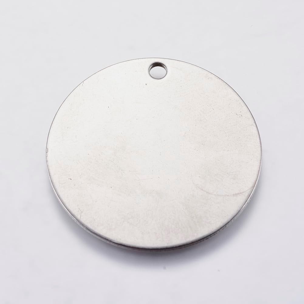 10Pcs Flat Round Stamping Blank Tag Pendants 30x1mm 304 Stainless Steel ...