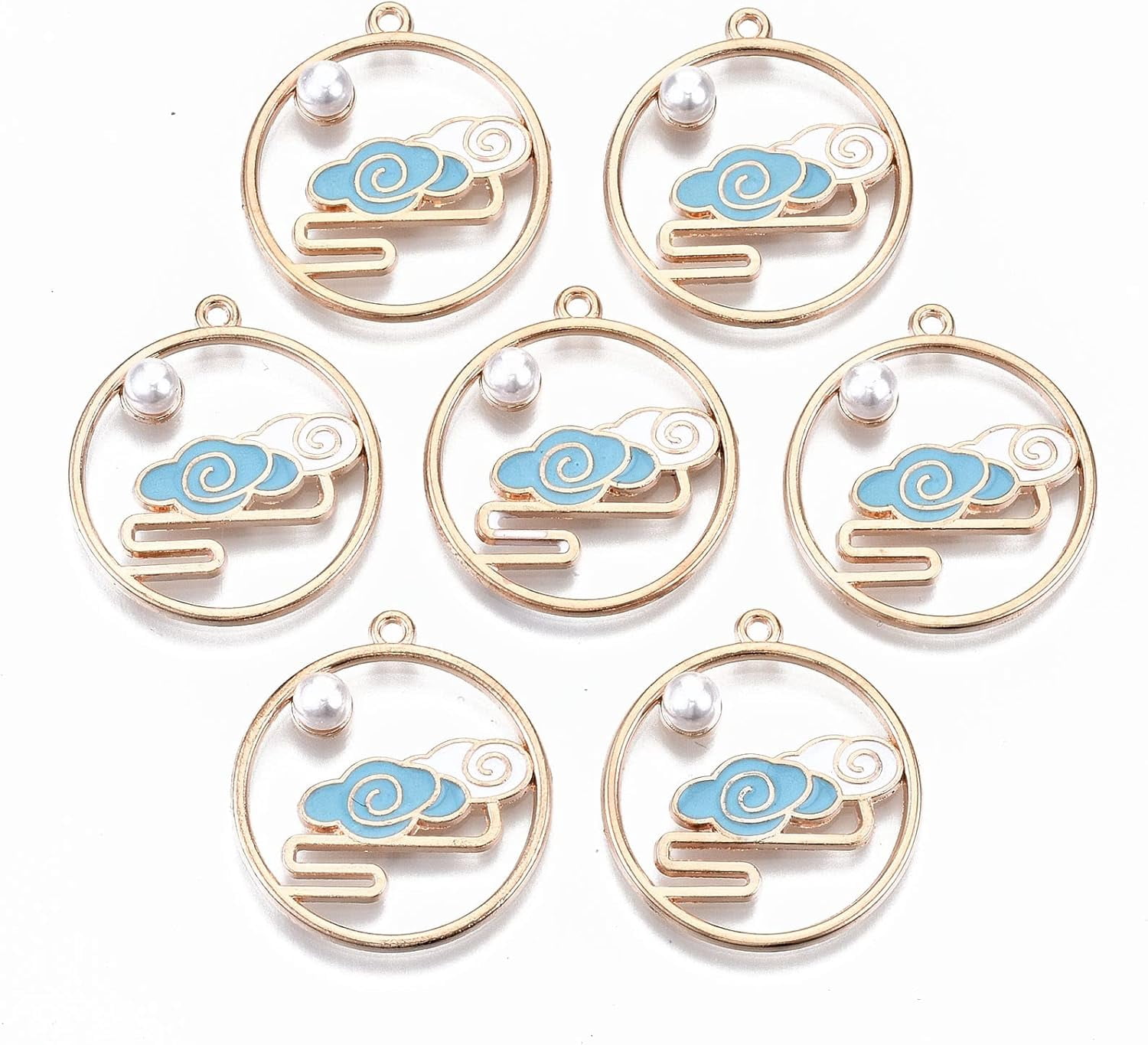 10Pcs Flat Round with Cloud Charms Alloy Enamel Pendants Jewelry ...