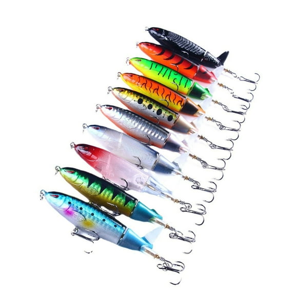 10Pcs Floating Propeller Lure Topwater Fishing Lures Hard Baits With ...