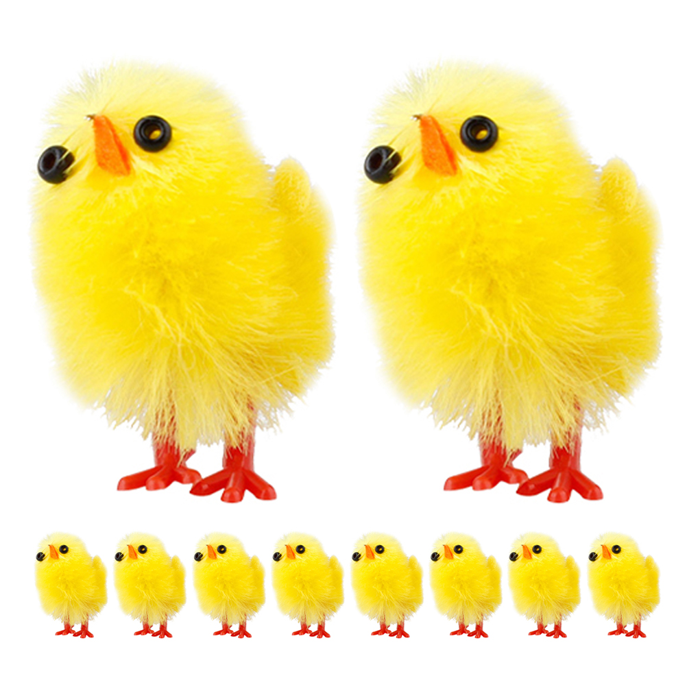 10Pcs Flocking Chicken Ornaments, Easter Decor for Centerpieces, DIY ...