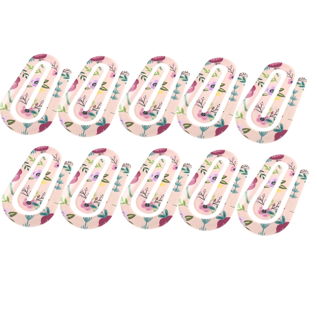 10Pcs Flower Patterned Acrylic Paperclip Bookmarks Page Marker Clip ...