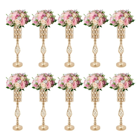 10Pcs Flower Vase Tabletop Flower Stand 60cm Gold Floor Vases Metal ...