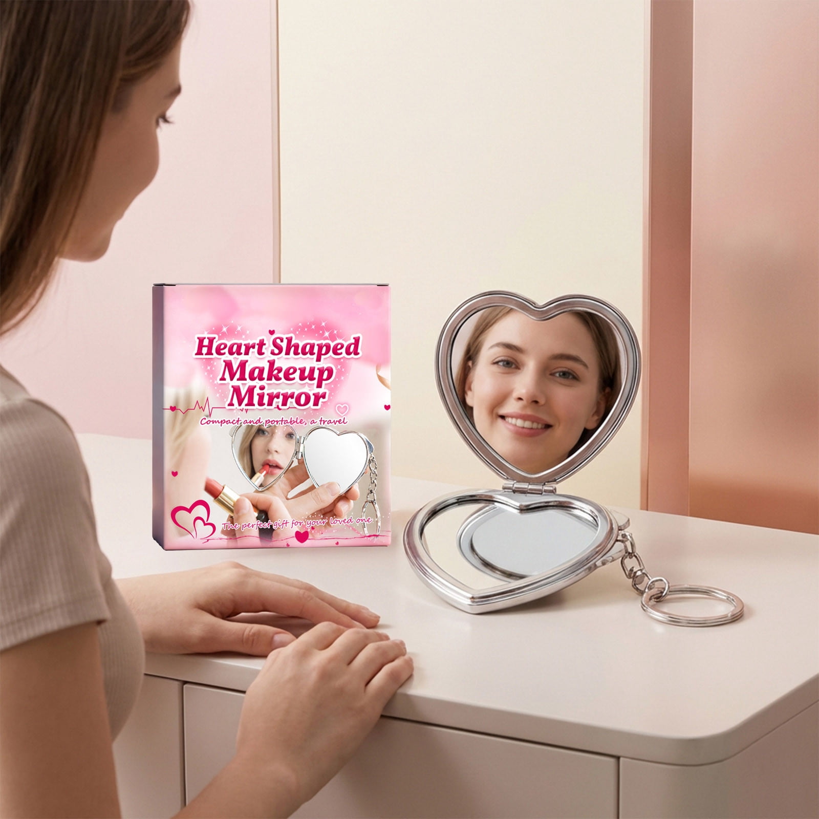 10Pcs Folding Mirror! Yrmaups Compact Folding Mirror Heart Shaped ...