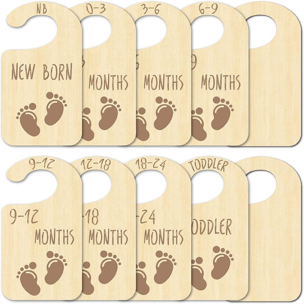 10Pcs Footprint Wood Wardrobe Dividers Nursery Decor from Newborn to 36 ...