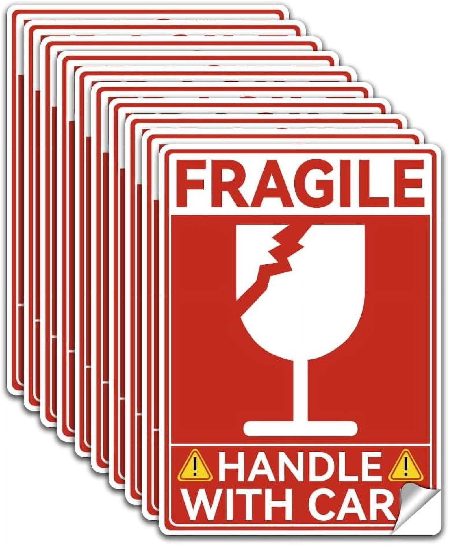 10Pcs Fragile Glass Label Decal Sticker PVC Handle with Care Waterproof ...