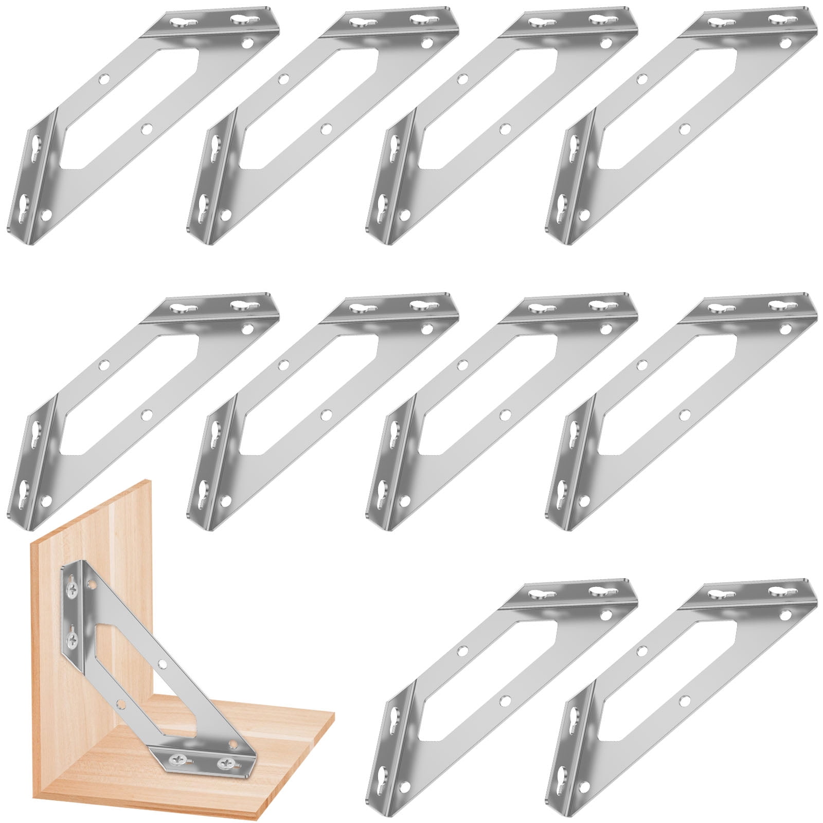 10Pcs Furniture Corner Connector Set Stainless Steel Trapeziform Angle ...