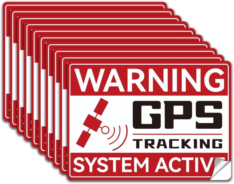 10Pcs GPS Tracking System Warning Label Decal Sticker PVC Warning GPS ...