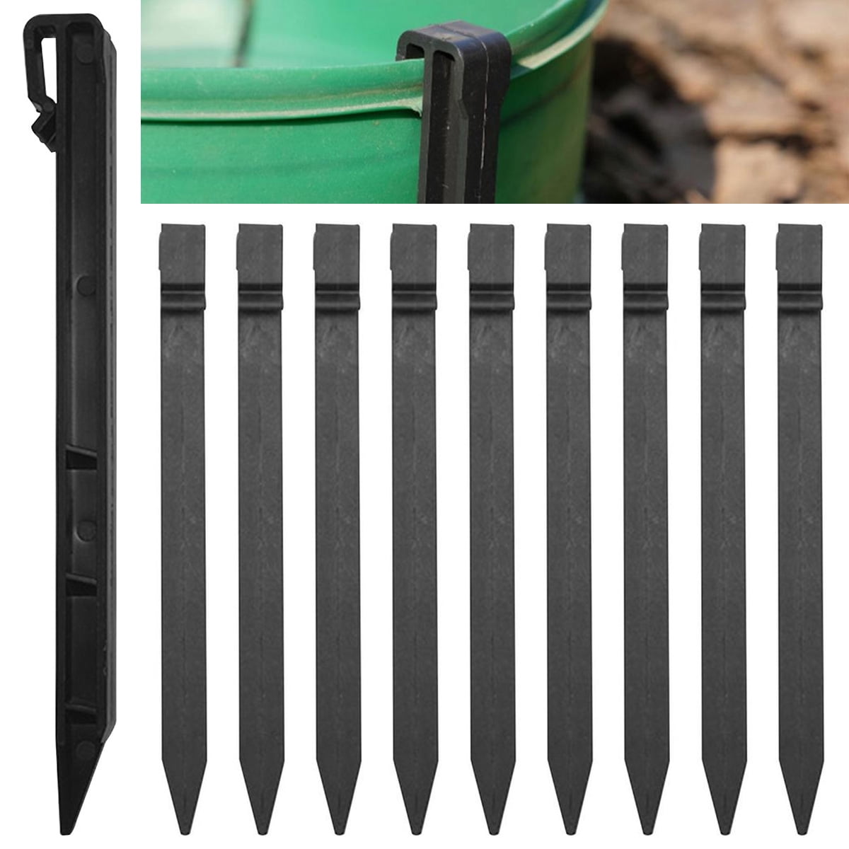 10Pcs Garden Landscape Edging Stake, 10" Plastic Lawn Anchoring Pile ...